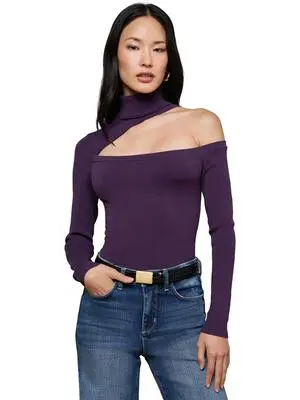 L'Agence Azia Cutout Knit Top - Dark Violet