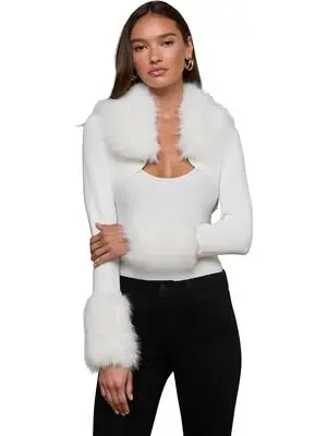 L'Agence Haru Faux Fur Shrug - Ivory