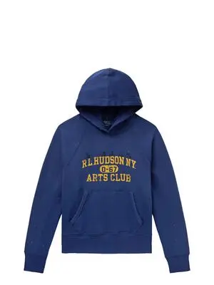 Polo Ralph Lauren Printed Cotton-blend Jersey Hoodie - Blue