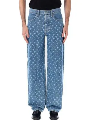 MARINE SERRE Printed Jeans - Blue