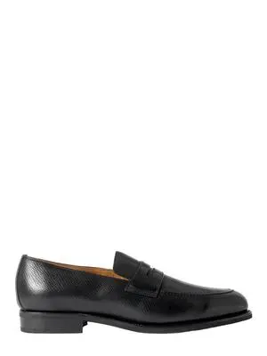 MAJORDOME M08 Cross-grain Leather Penny Loafers - Black