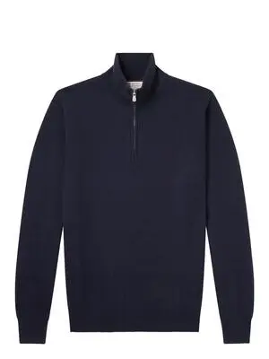 Brunello Cucinelli Fitted Half-zip Cashmere Sweater - Blue