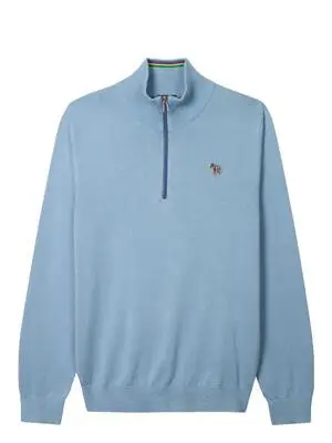 Paul Smith Organic Cotton Half Zip Sweater - Blue