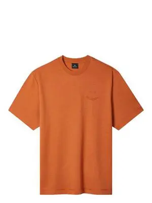 Paul Smith Casual-fit Rust Orange Embossed 'happy' T-shirt - Red