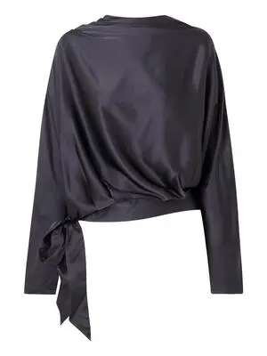Staud Phoebe Draped Silk-blend Satin Blouse - Purple