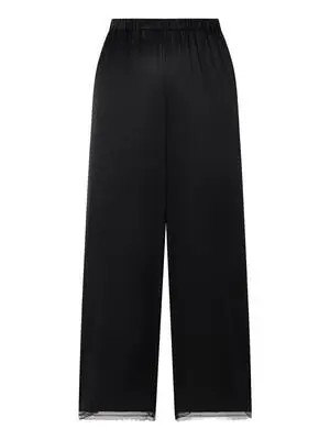 Staud Kirby Cropped Lace-trimmed Silk-blend Satin Wide-leg Pants - Black