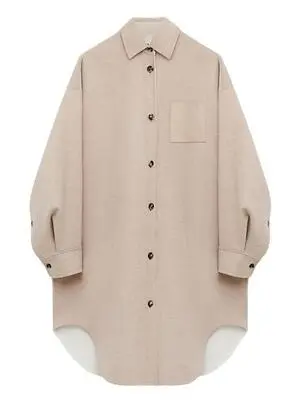 Loewe Oversized Cut-out Wool-cashmere Blend Jacket - Sandstone/white