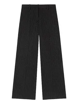 Maje Pinstriped Rhinestone-embellished Trousers - Black