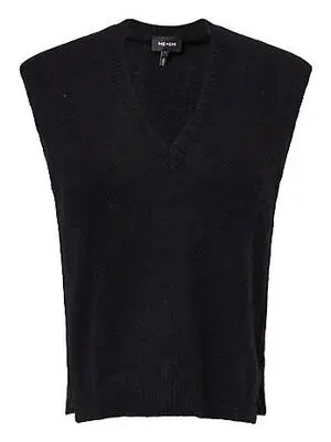 ME+EM V-neck Ribbed-trim Wool-blend Vest - Black
