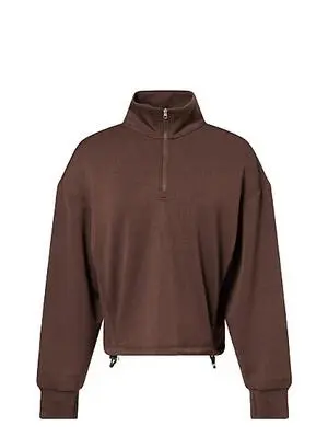 Varley Sian Cropped Half-zip Sweatshirt - Coffee Bean