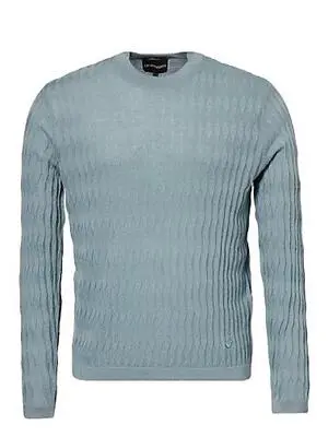 Emporio Armani Embossed Wool Jumper - Stormy Sea Diamond