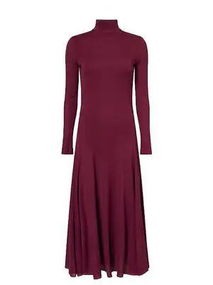 Alaïa High-neck Heart Woven Midi Dress - Prune