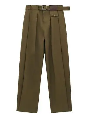 Loewe Pleated Wide-leg Trousers - Khaki Green