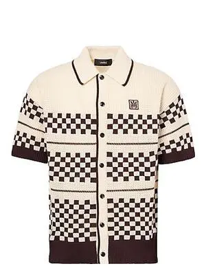 Amiri Checkered Short-sleeves Wool-blend Shirt - Ecru
