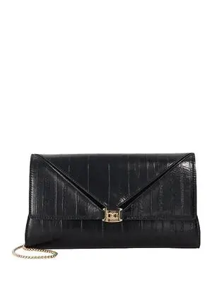 DUNE Leather Clutch With Chain Handle - Black Leather