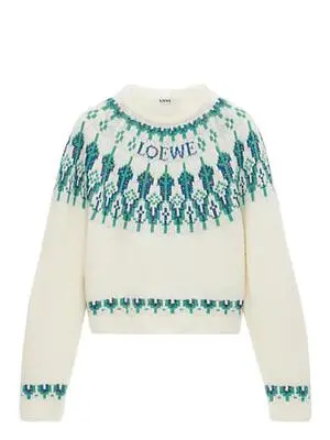Loewe Fair Isle Jacquard-knit Wool-blend Jumper - White/mint