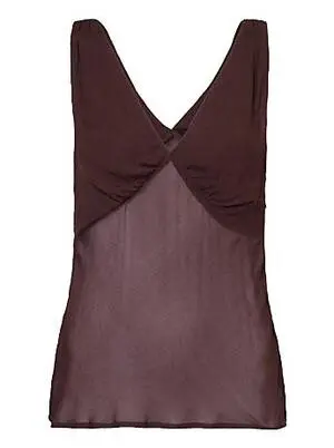 Dissh Jorja V-neck Crepe Top - Dark Chocolate