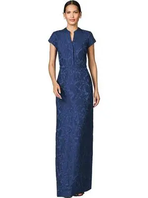 Sachin & Babi Cloque Justine Gown - Blue / Navy