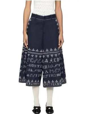 Sea Kit Embroidered Culottes - Black