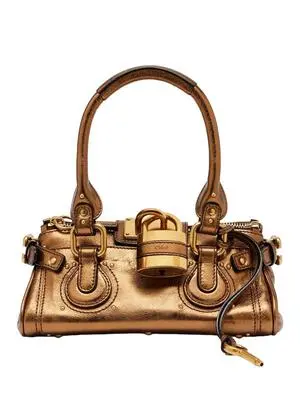Chloé Paddington Metallic Leather Shoulder Bag - Gold