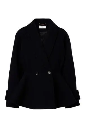 Chloé Peplum Wool-blend Coat - Blue