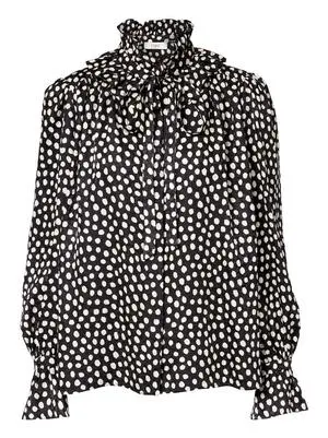 Chloé Polka-dot Tie-neck Silk Blouse - Black