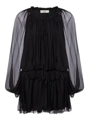 CHLOÉ Chloé Ruffled Draped Silk Minidress