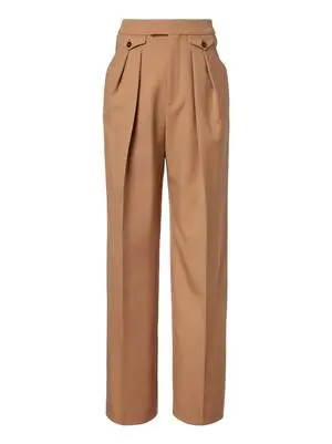 Chloé High-rise Wide-leg Wool Pants - Brown