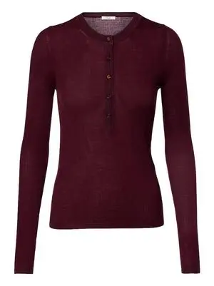 Chloé Wool Henley Shirt - Burgundy