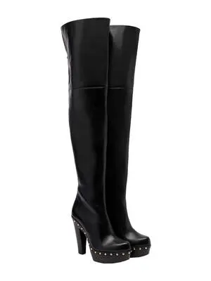 Chloé Lola Studded Leather Over-the-knee Boots - Black