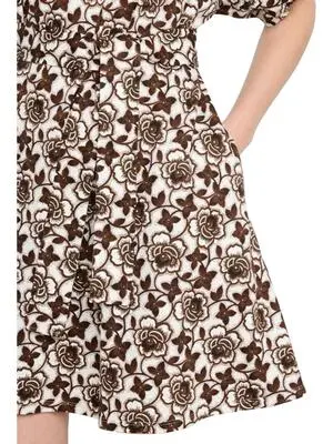 Max Mara Genero Floral-print Cotton Mini Dress - Brown