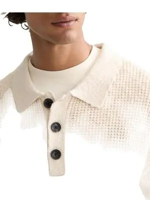 Scotch & Soda Apos;s Waffle Stitch Dropped Shoulder Polo Sweater - Eggnog