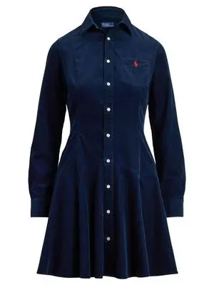 Polo Ralph Lauren Long Sleeve Buttoned Dress With Logo - Blue