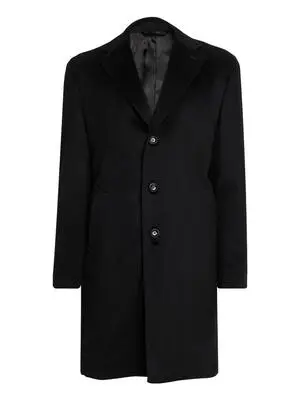 Neiman Marcus Cashmere Single-breasted Overcoat - Black