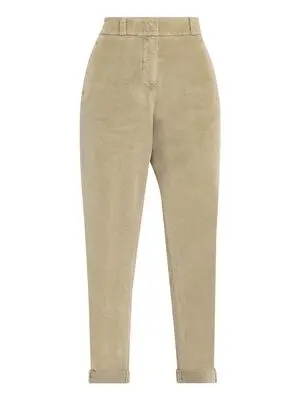 Peserico Cropped Corduroy Tapered Pants - Clay Green
