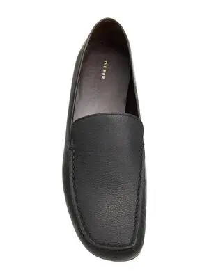THE ROW Leo Grained Leather Slippers - Black