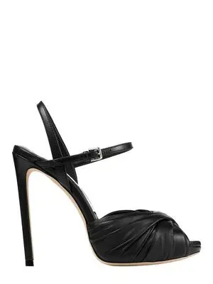 JIMMY CHOO Elly 120 Leather Sandals - Black