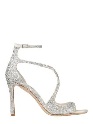 JIMMY CHOO Azia 95 Crystal-embellished Satin Pumps - Neutral