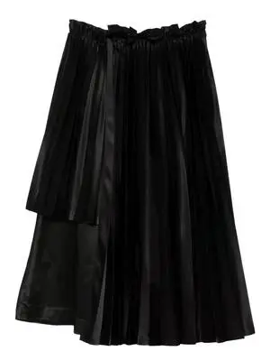 Noir Kei Ninomiya Pleated Asymmetric Midi Skirt - Black