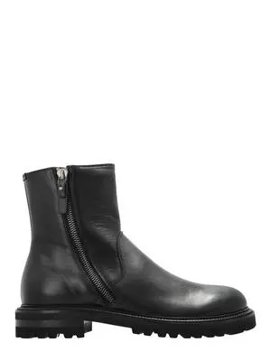 Giorgio Armani Leather Ankle Boots - Black