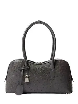 Stella McCartney Ryder Ostrich-effect Padlock Shoulder Bag - Grey