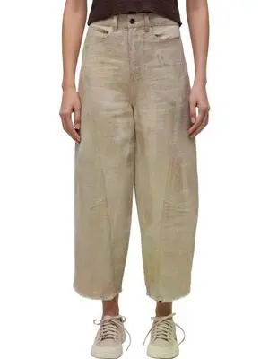 OSKLEN Metallic Frayed-hem Trousers - Neutrals