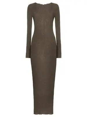LESET Blake Ribbed-knit Maxi Dress - Green