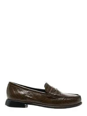 Freda Salvador Elba Croc-effect Leather Loafers - Brown
