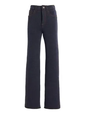 BARRIE Cashmere-denim Flared Pants - Blue