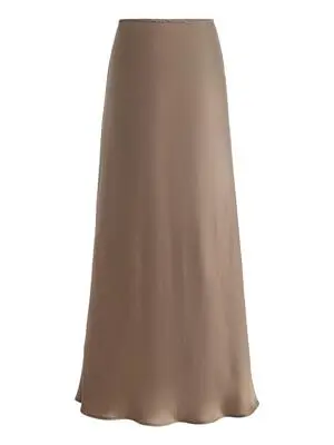 LESET Barb Satin Maxi Skirt - Taupe