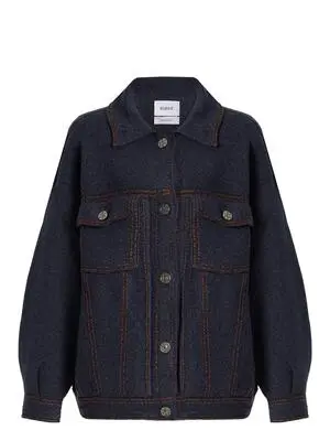 BARRIE Oversized Cashmere-denim Jacket - Blue