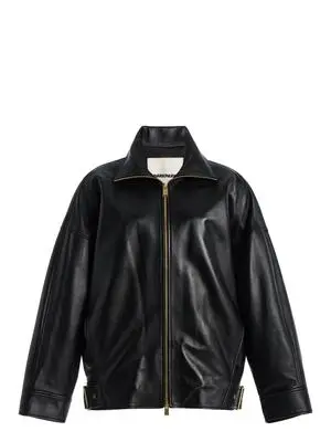DARKPARK Leather Aviator Bomber Jacket - Black