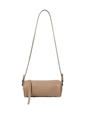 Callista Mini Barrel Bag Grained Leather Camel
