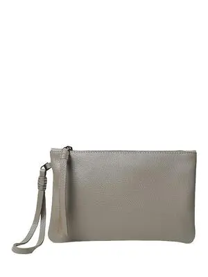 Callista Slim Grained Leather Pochette - Sand